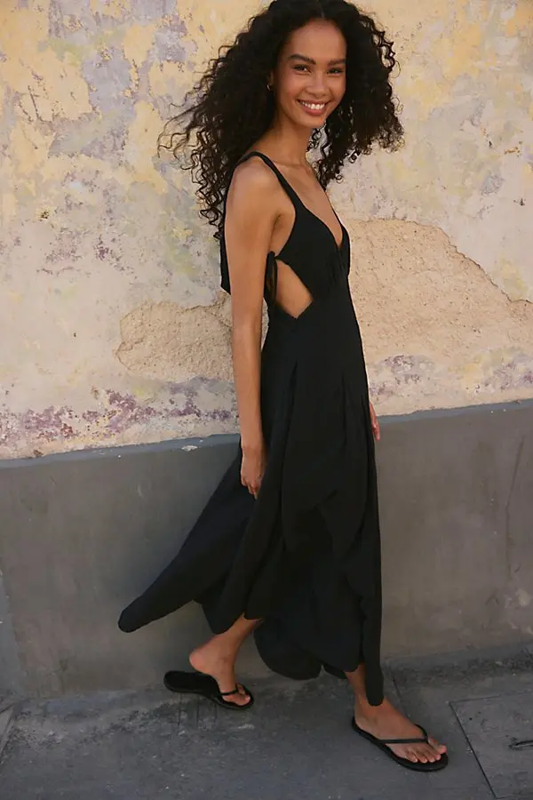 Free People Vivi Cotton Midi Dress - Black
