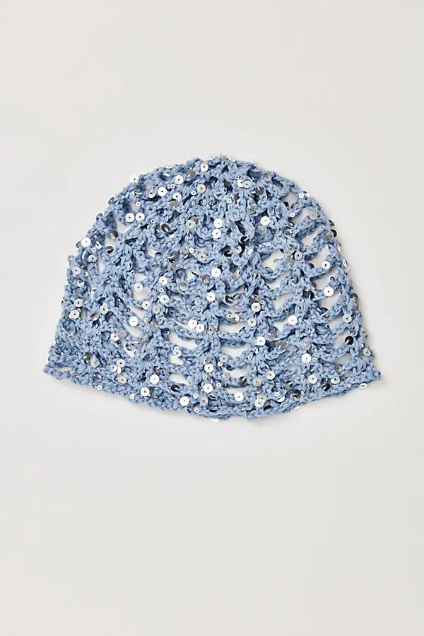 Free People Mila Sequin Disco Cap - Blue