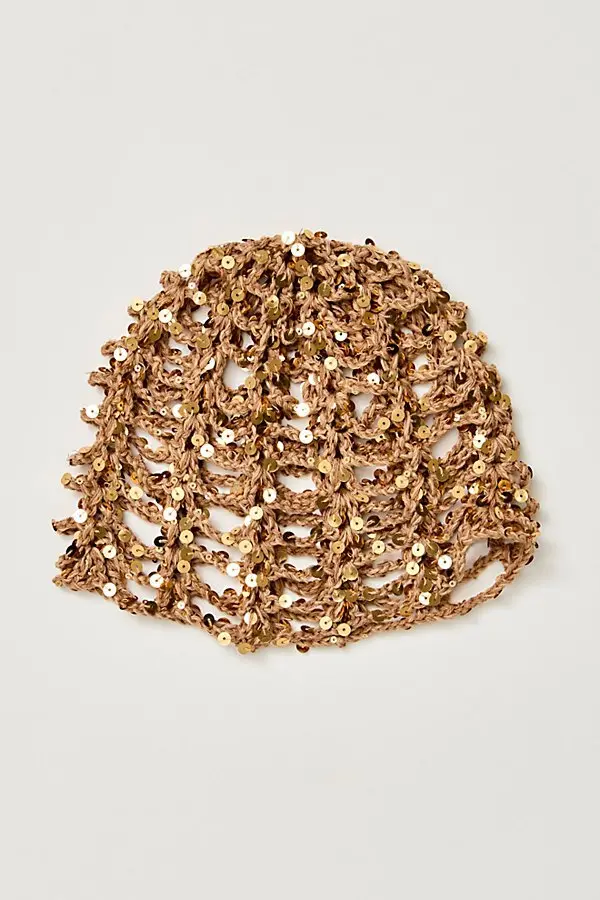 Free People Mila Sequin Disco Cap - Bronze