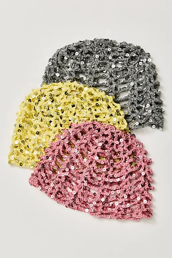 Free People Mila Sequin Disco Cap - Light Grey