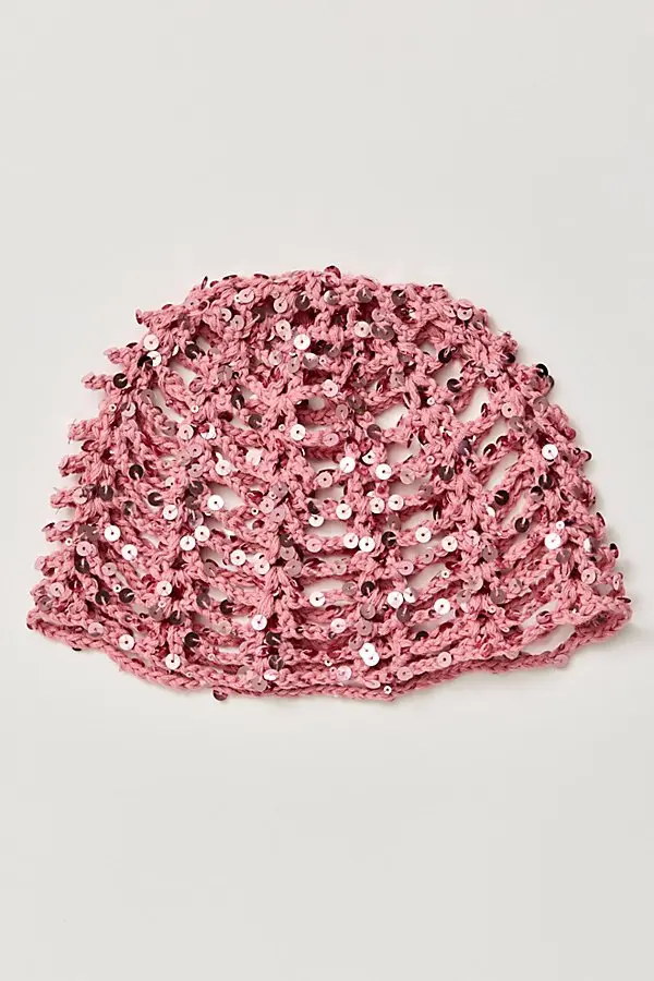 Free People Mila Sequin Disco Cap - Mauve