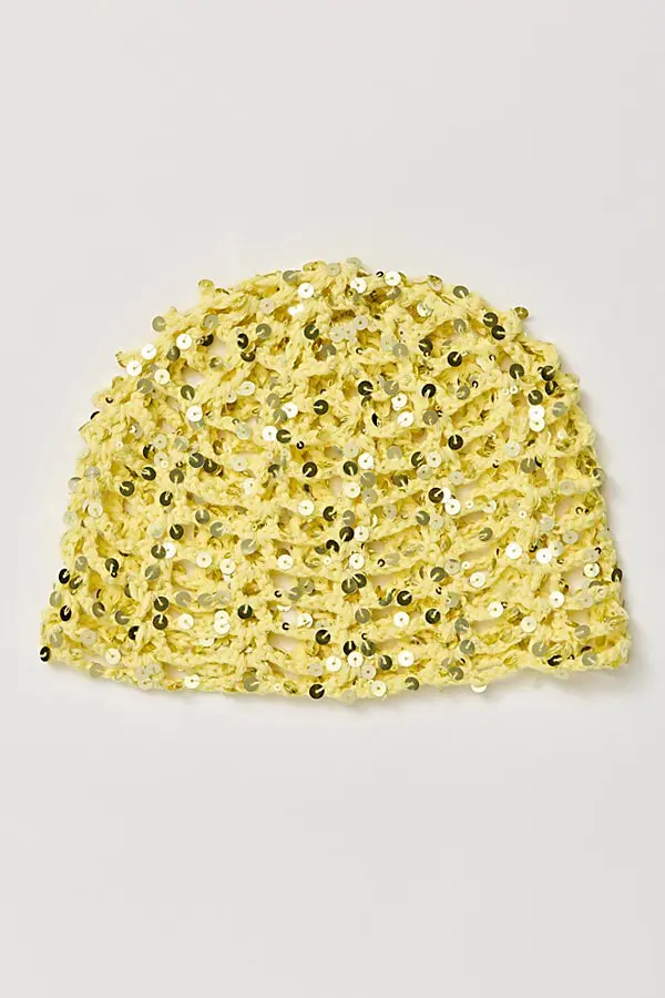 Free People Mila Sequin Disco Cap - Yellow