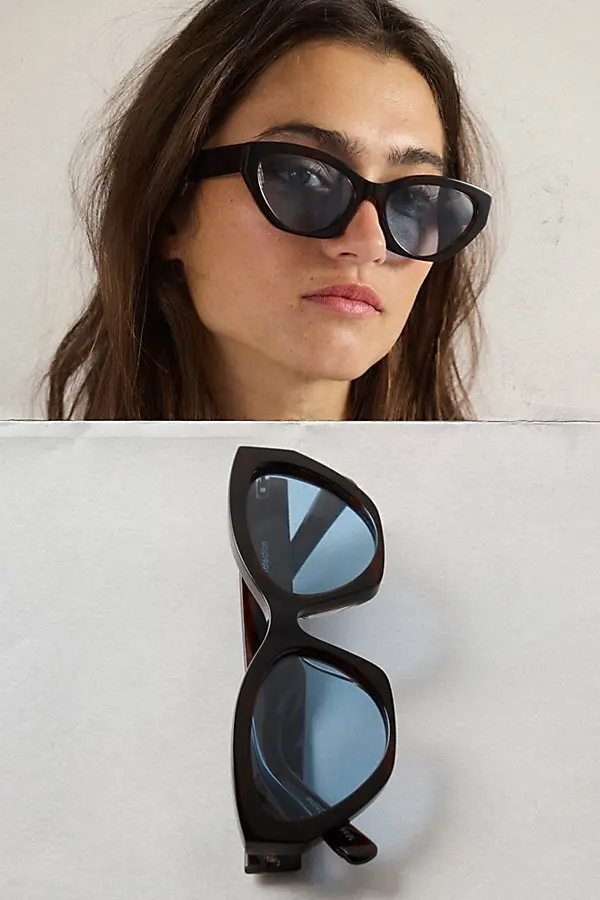 Free People Linda Cat Eye Polarized Sunglasses - Chocolate Tort/sky Blue
