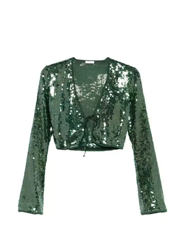 Oseree Marylin Sequin Tie-fastening Top - Green