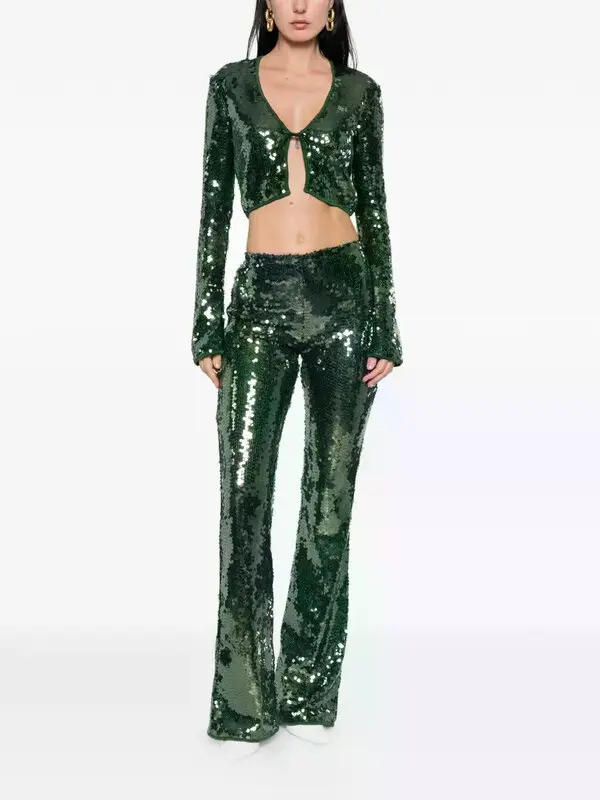 Oseree Marylin Sequin Tie-fastening Top - Green