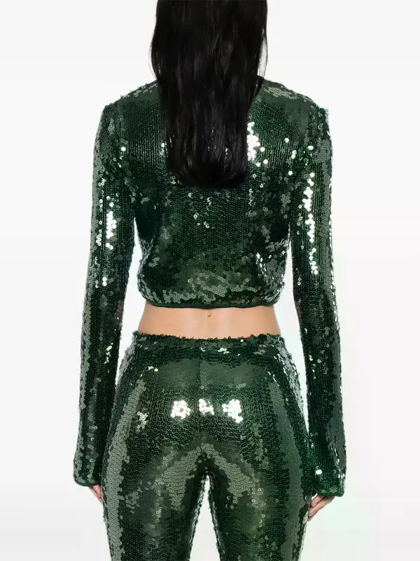Oseree Marylin Sequin Tie-fastening Top - Green
