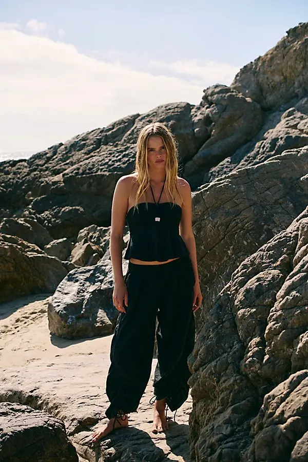 Free People Cotton-linen Pant Set - Black