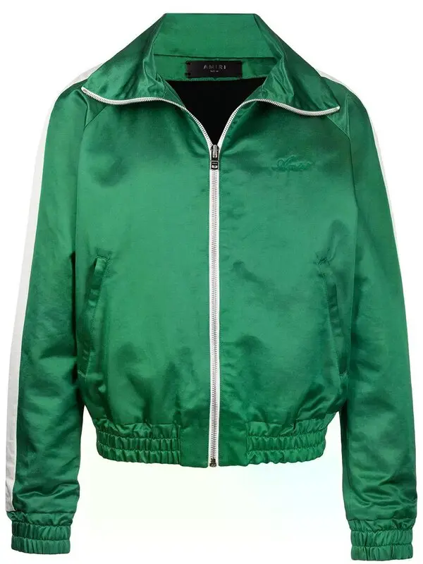 Amiri Satin Zipped Track Jacket - Green