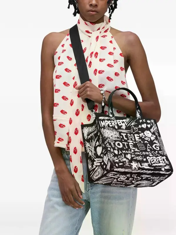 Marc Jacobs The Medium Punk Scribble Canvas Tote Bag - Black