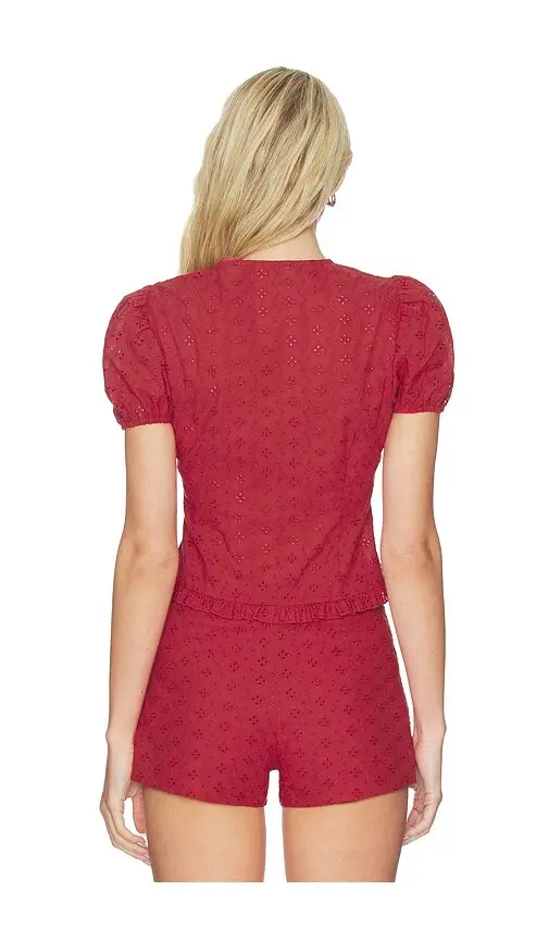 Lioness Bardot Top In Eyelet Embroidered Poplin