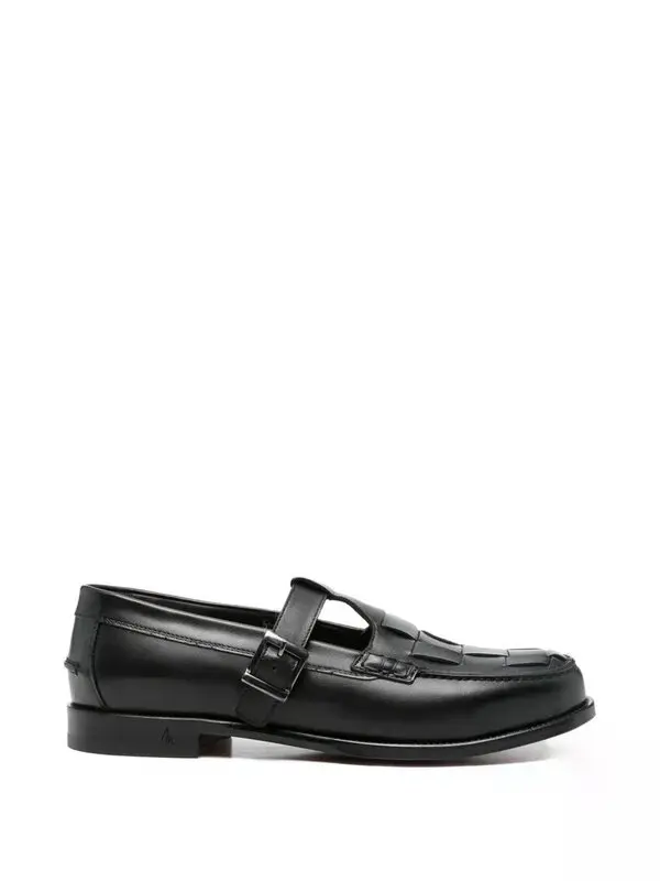 MORGILLO Martini Buckled Woven Loafers