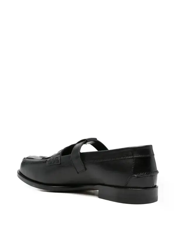 MORGILLO Martini Buckled Woven Loafers