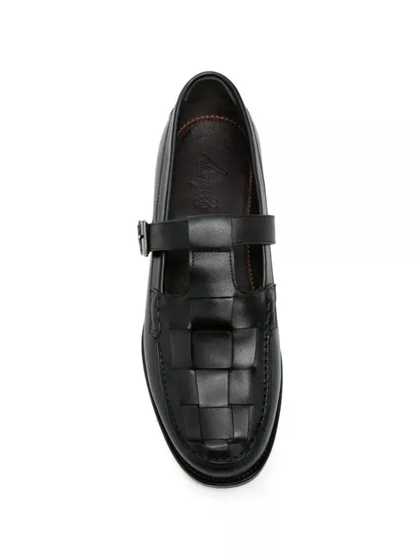MORGILLO Martini Buckled Woven Loafers
