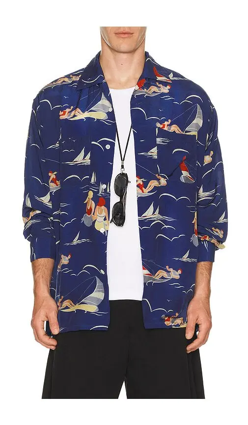 BEAMS Open Collar Cupro Print In . Also