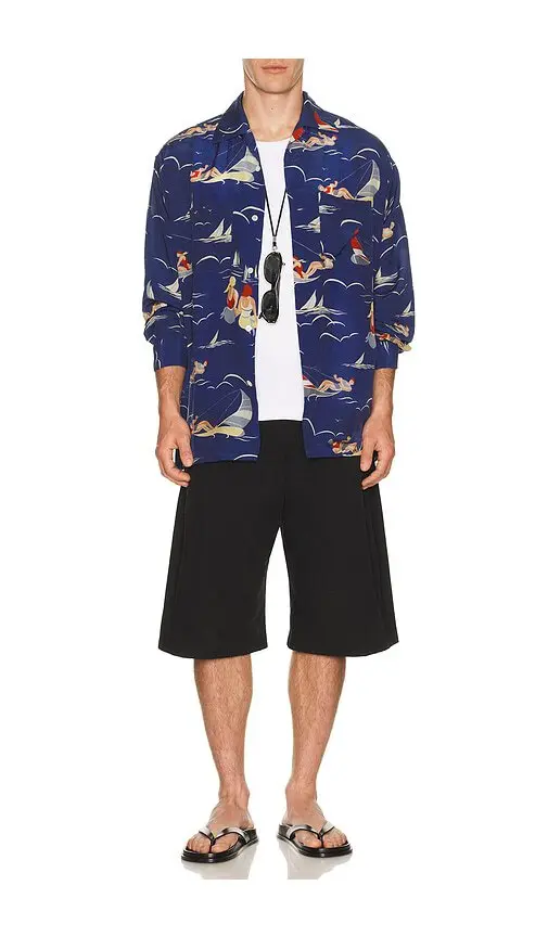 BEAMS Open Collar Cupro Print In . Also