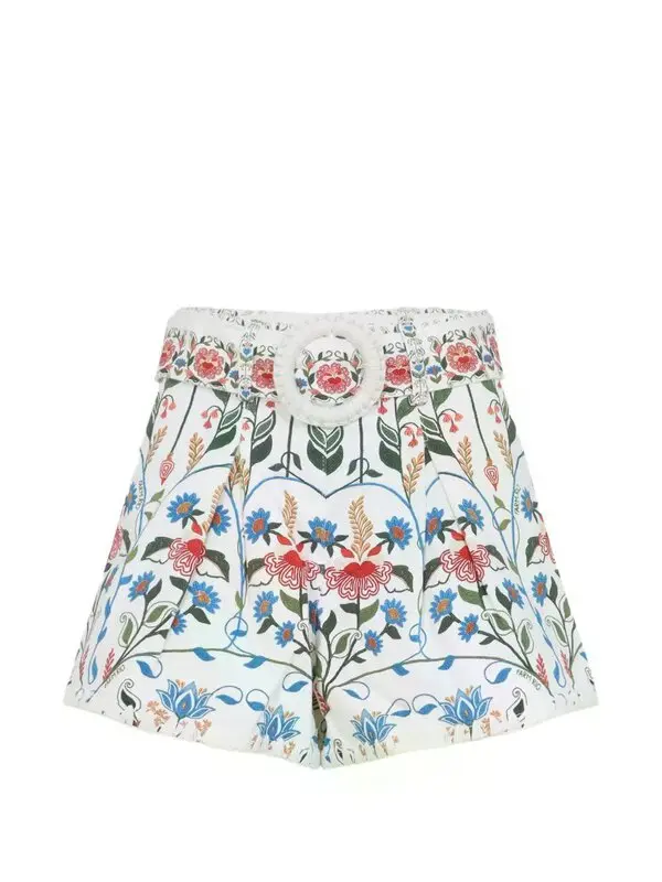 Farm Rio Floral Belted Shorts