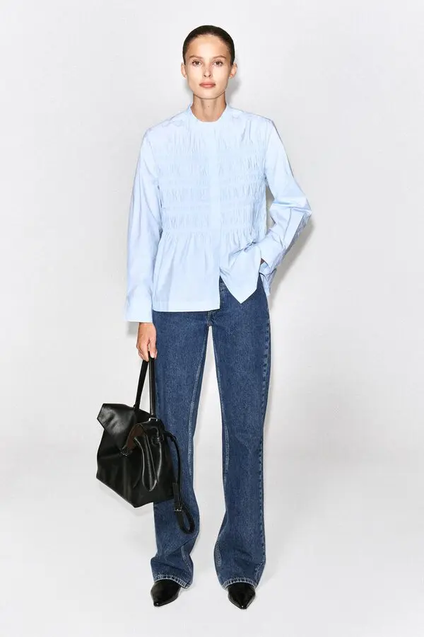 Cos Ruched Cotton Blouse