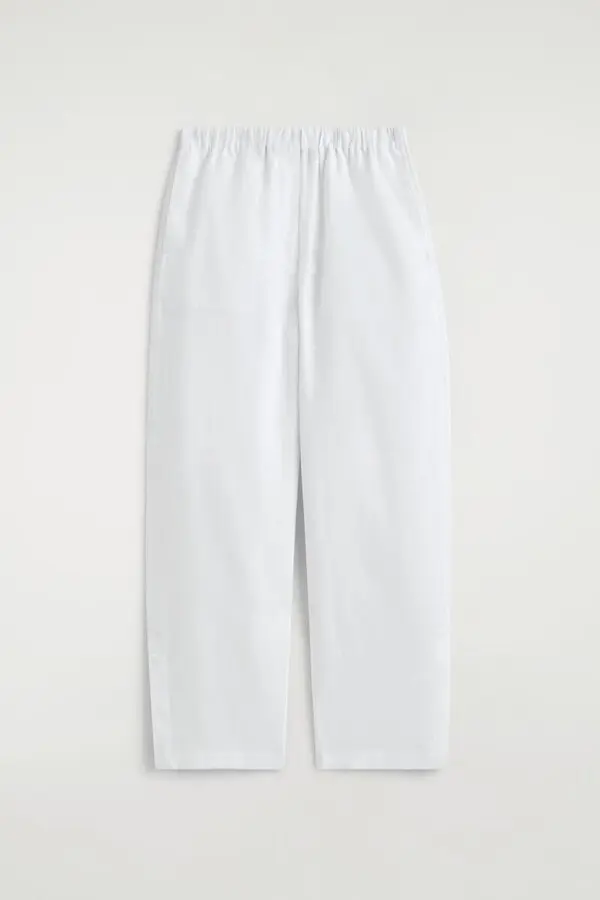 Cos Elasticated Linen Barrel-leg Pants - White