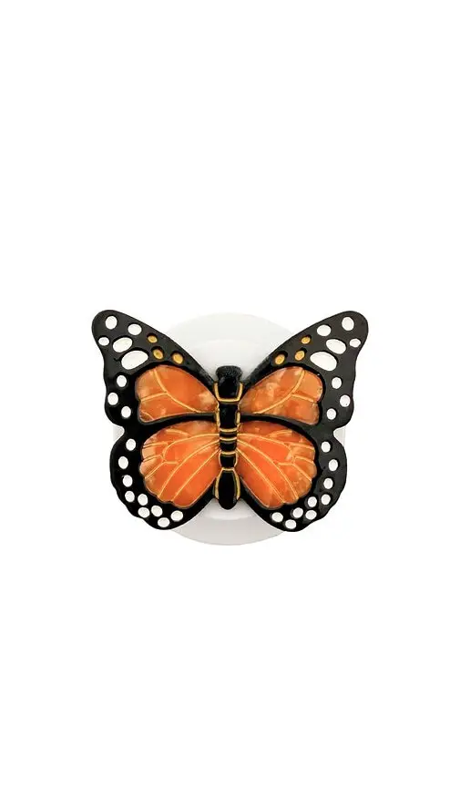 SOLAR ECLIPSE Hand-painted Monarch Butterfly Grip Charm - Orange