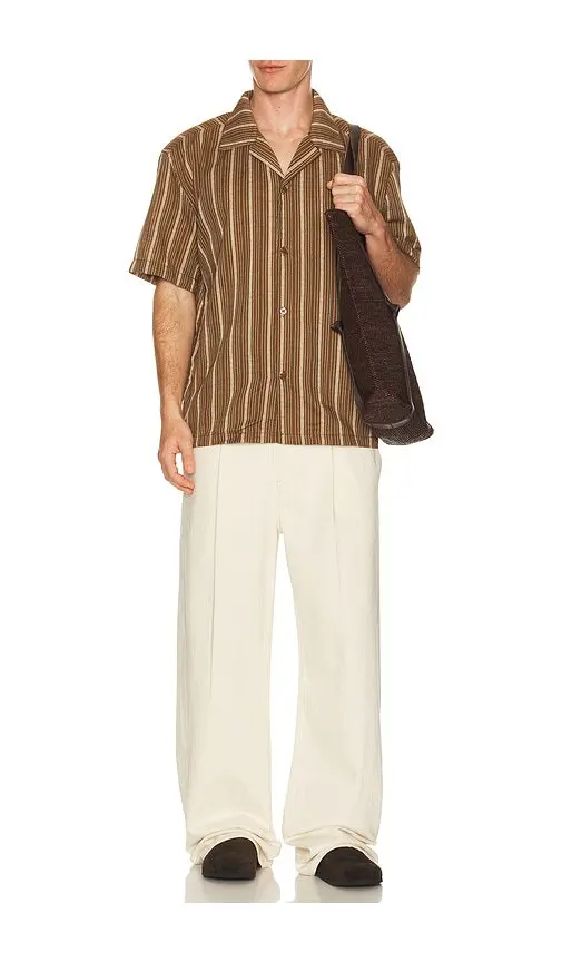 RHYTHM West Winds Stripe Shirt In . Also - Brown