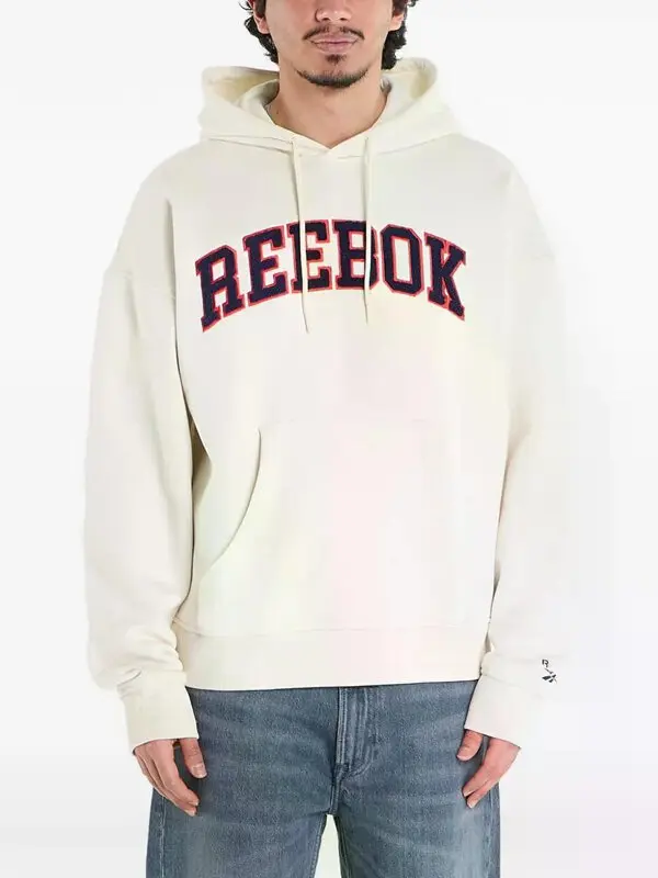 REEBOK Logo-embroidered Hoodie - Neutrals