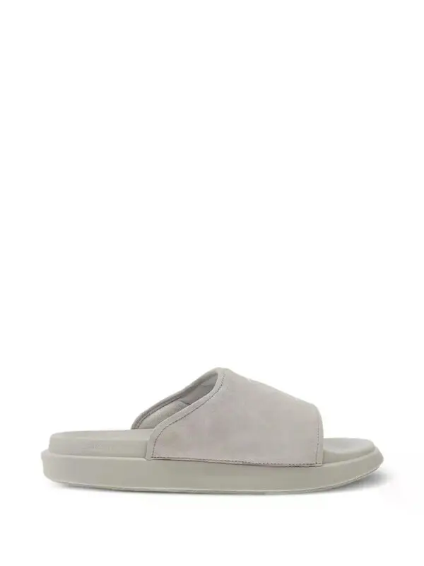 Y3 Logo-detail Suede Slides - Grey