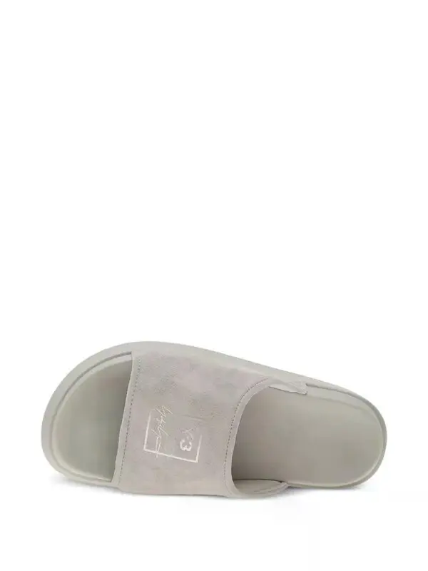 Y3 Logo-detail Suede Slides - Grey