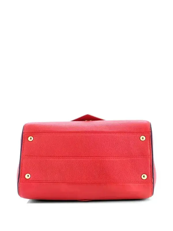 LOUIS VUITTON Double V Handbag Calfskin With Monogram Canvas Satchel - Red