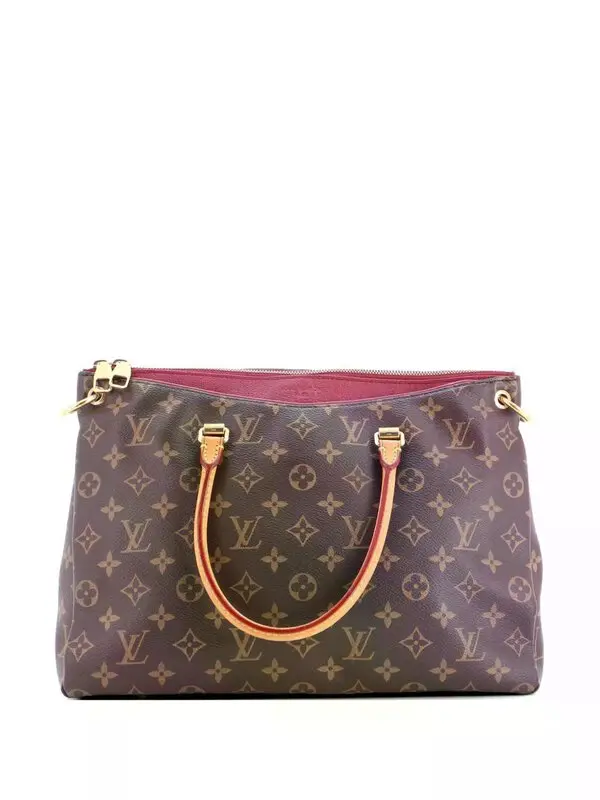 LOUIS VUITTON Pallas Tote Monogram Canvas With Leather Shoulder Bag - Brown