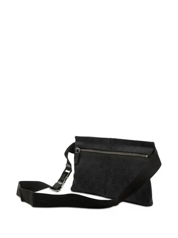 Gucci Gg Canvas Double Pocket Belt Bag - Black