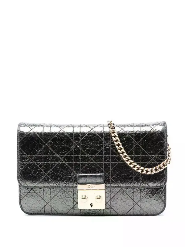 Dior 2016 Metallic Crinkled Calfskin Cannage Miss Promenade Crossbody Bag