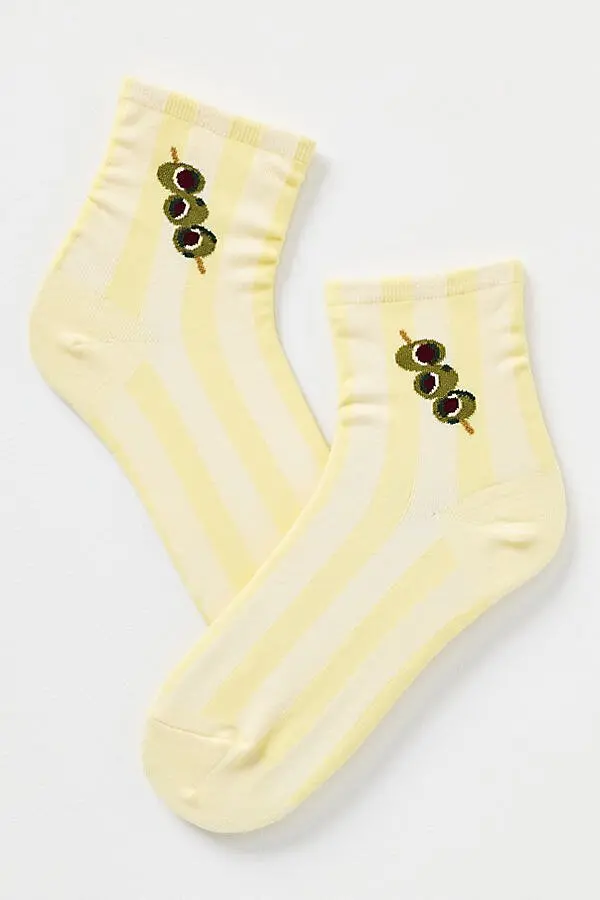 Anthropologie Icon Stripe Trouser Socks - Olive/yellow