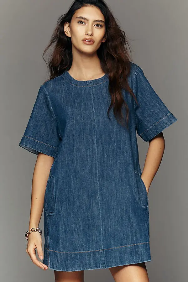 Maeve Emmy Short-sleeve Denim Swing Dress