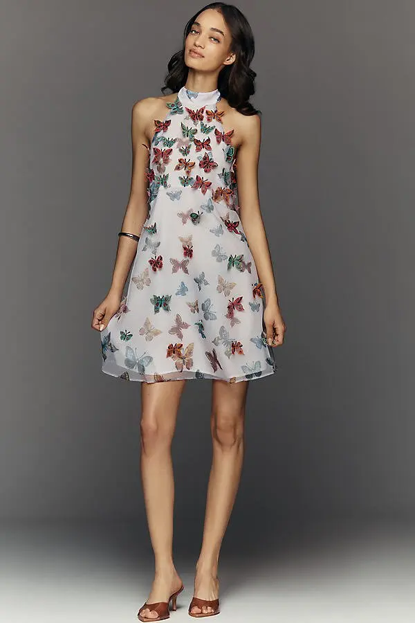Maeve Butterfly Halter Mini Dress