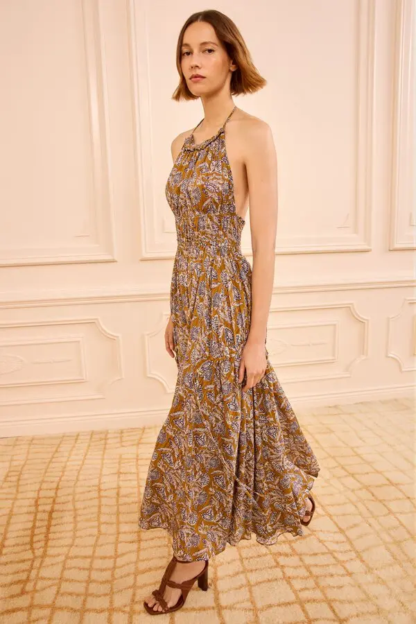 Ulla Johnson Anelise Halter Midi Dress - Fennel Blossom | Editorialist
