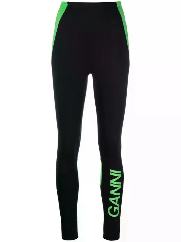 GANNI Logo-print Panelled Leggings