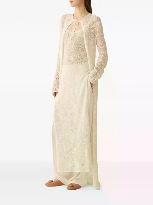 Fabiana Filippi Long Sleeve Tie Neck Cardigan-coat