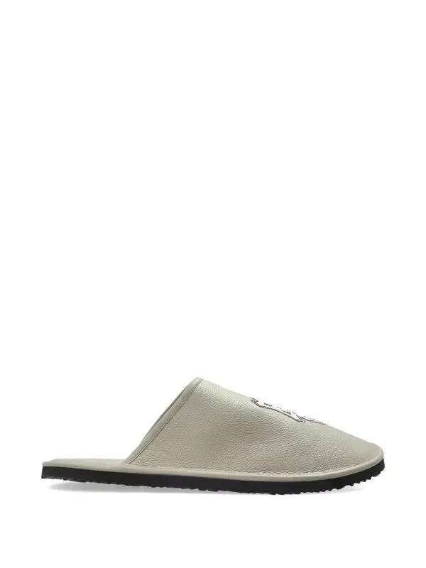 Off-White Logo Print Leather Slippers