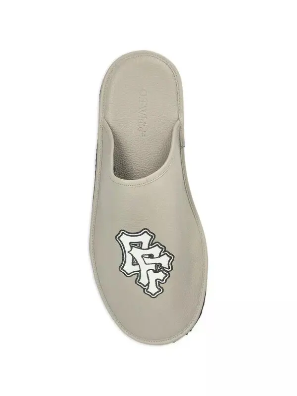 Off-White Logo Print Leather Slippers
