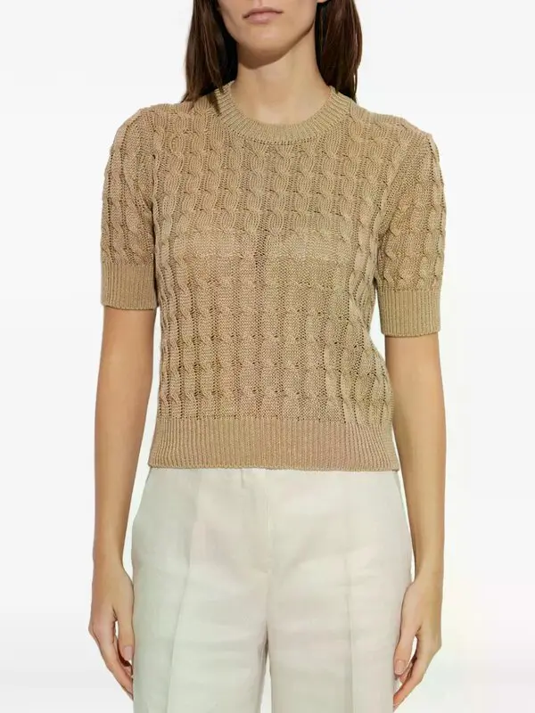 Max Mara Short-sleeve Cable-knit Top - Neutrals