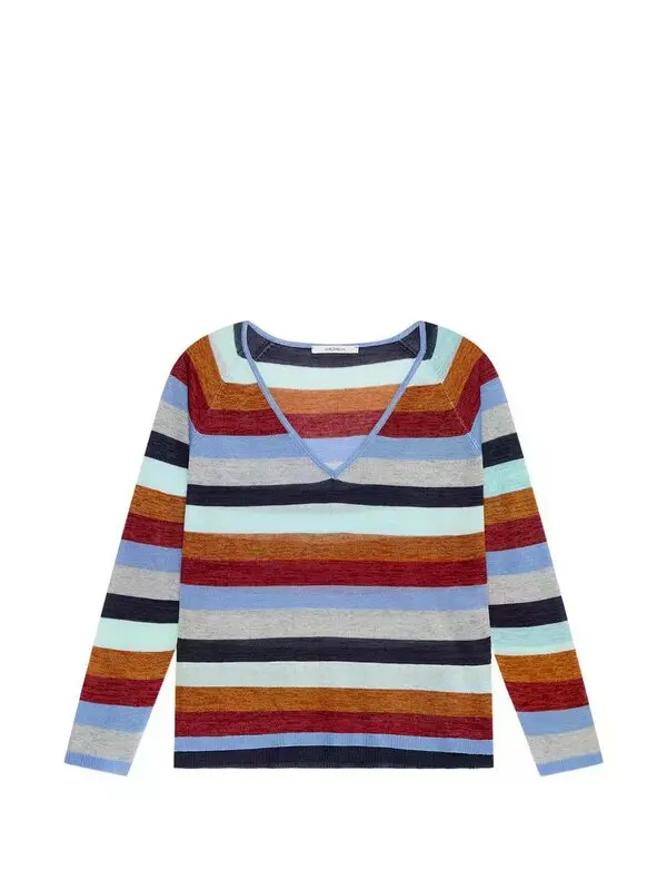 Malìparmi Striped V-neck Sweater - Blue
