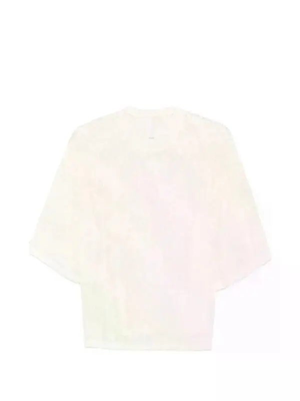 Imperial Off-white Lace Patterned Round Neck Top - Neutrals