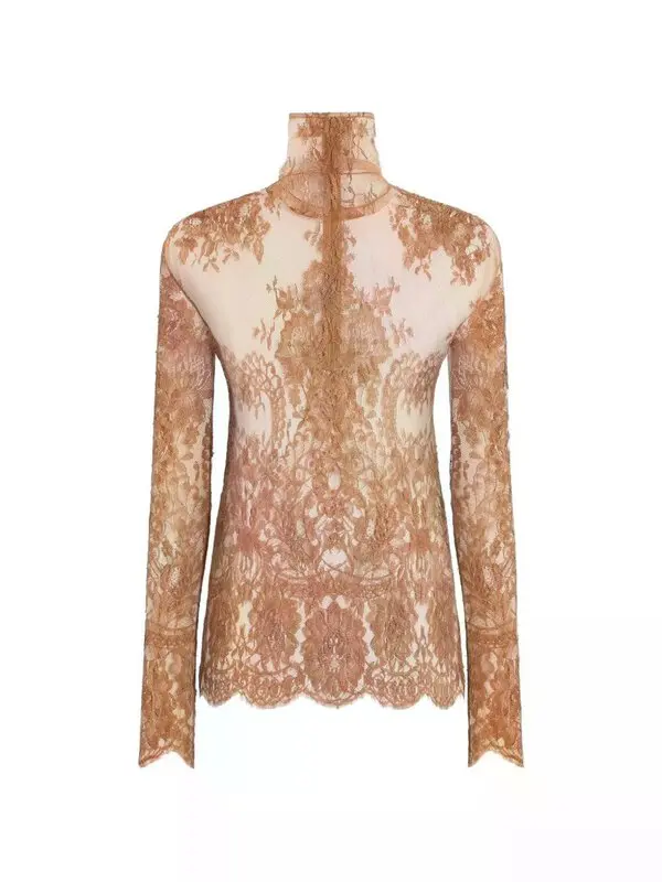 Dolce & Gabbana Lace Panel High Neck Top