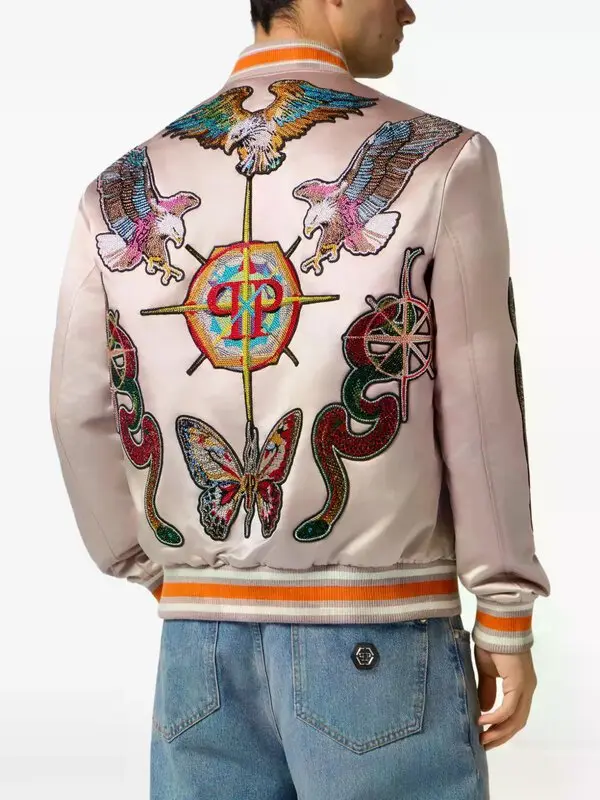 Philipp Plein Embellished Satin Bomber Jacket