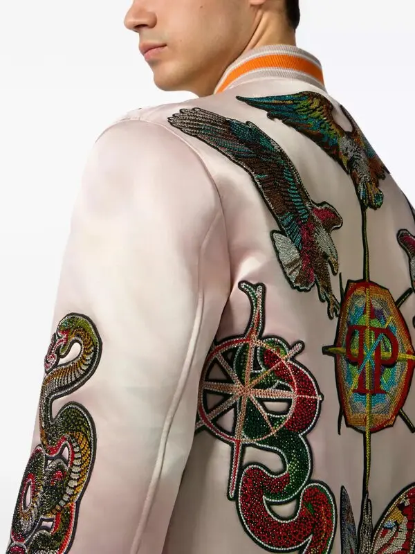 Philipp Plein Embellished Satin Bomber Jacket