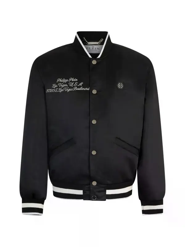 Philipp Plein Embroidered Bomber Jacket - Black