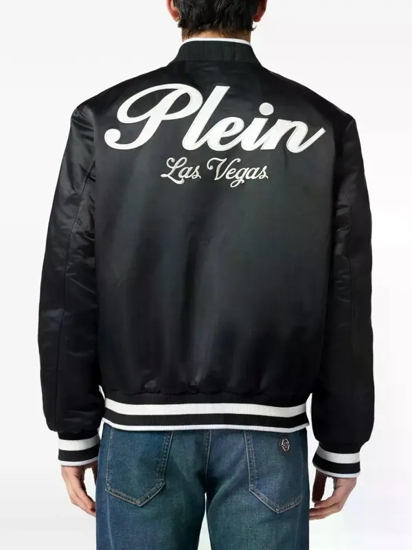 Philipp Plein Embroidered Bomber Jacket - Black