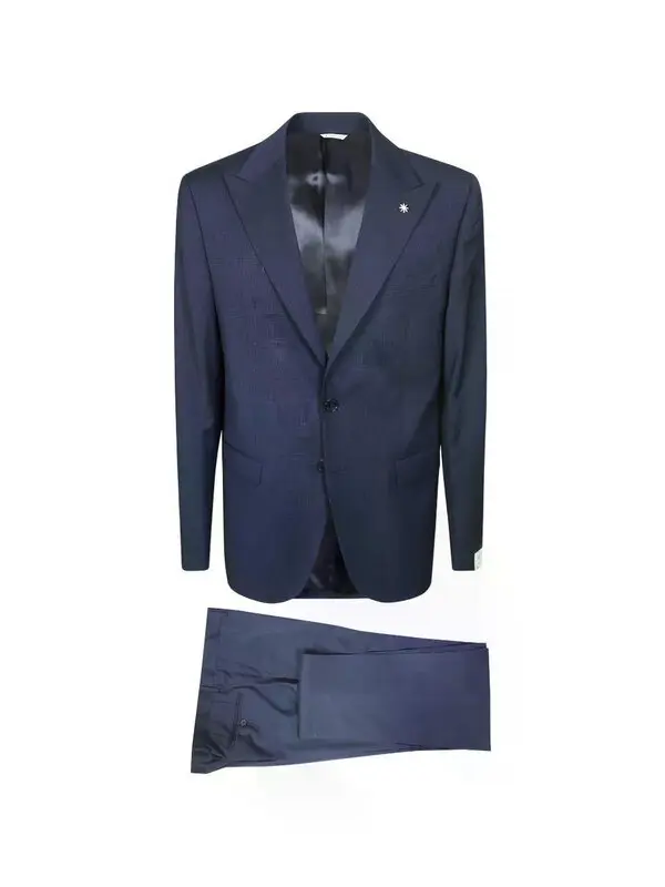 MANUEL RITZ Micro-pattern Suit - Blue