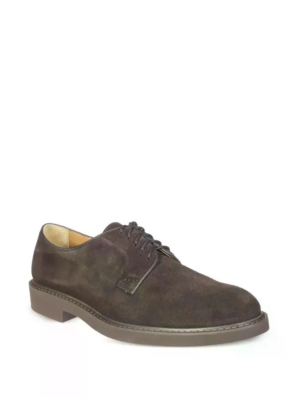 DOUCAL'S Lace-up Suede Derby Shoes - Brown
