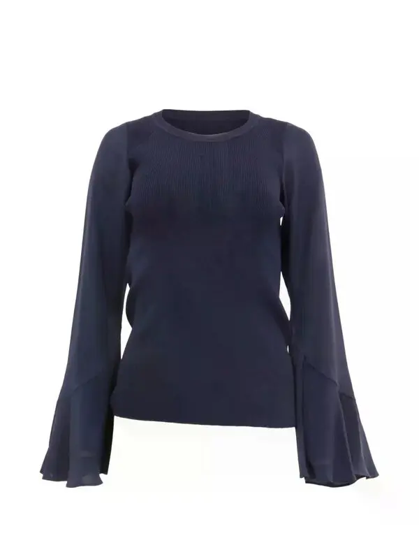 Sandro Ribbed Bell Sleeve Crew Neck Top